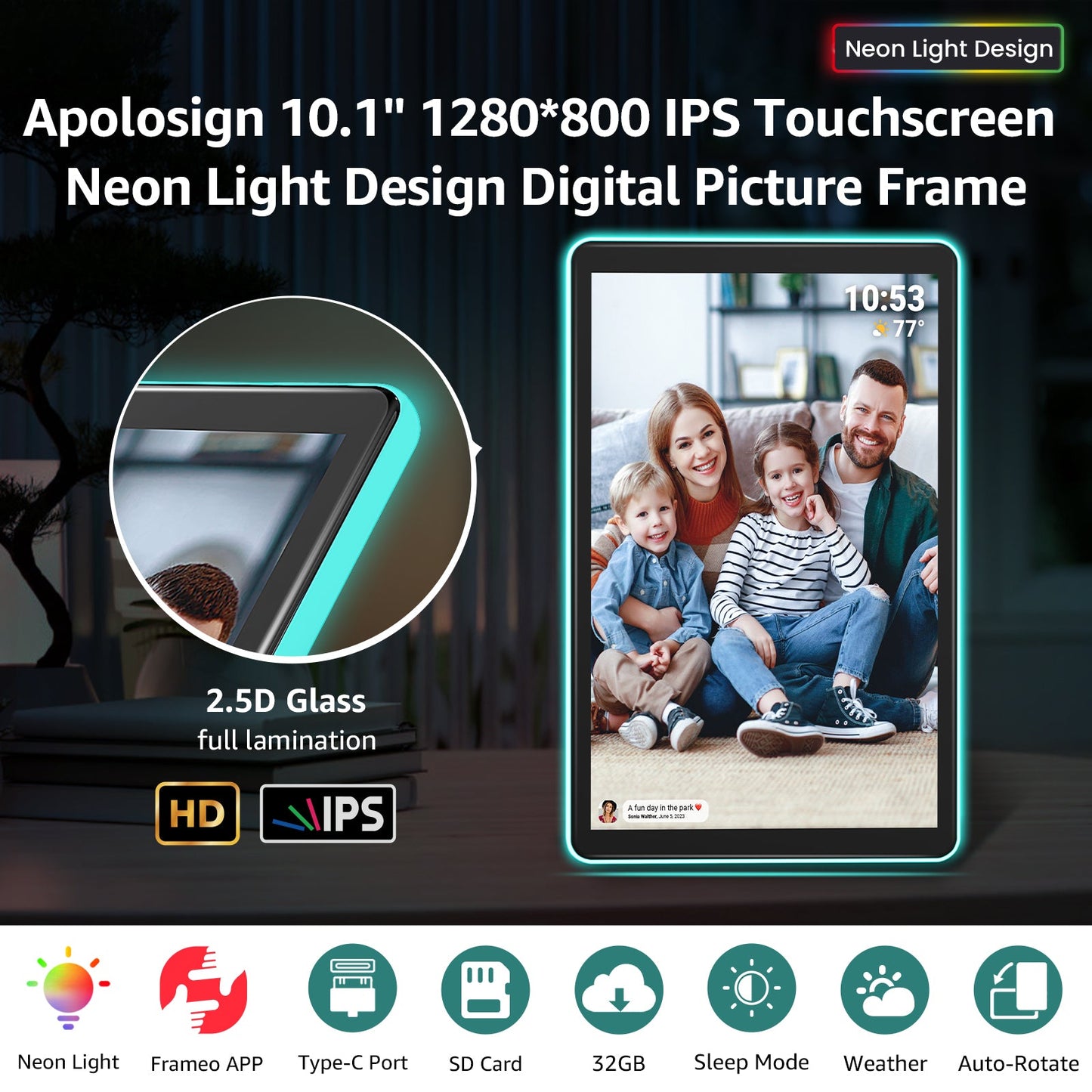 Apolosign 9.7 inch Neon Digital Photo Frame